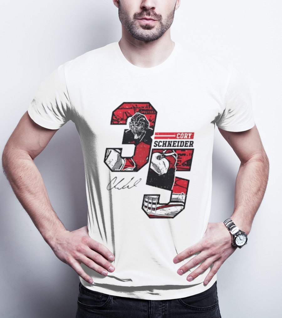 Cory Schneider New Jersey Devils 35 Signature Offset T-Shirt