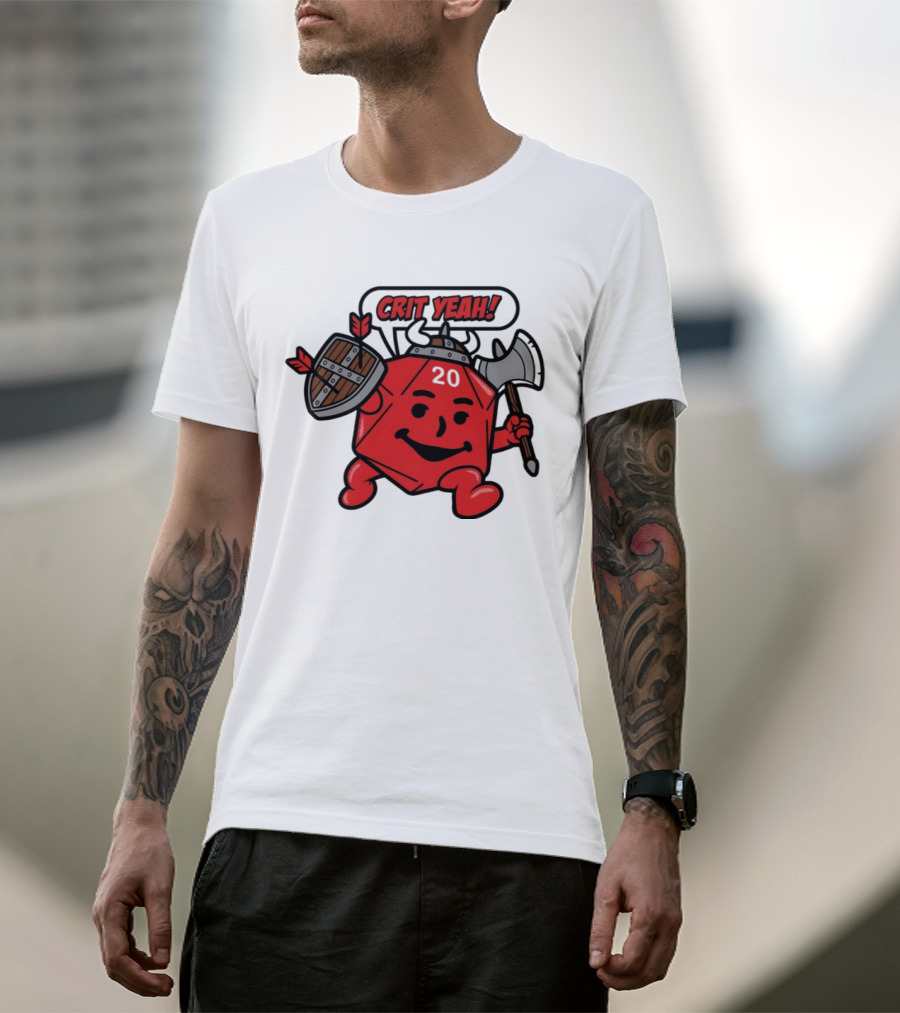 Crit Yeah D20 Viking Dice With Axe And Shield T-Shirt