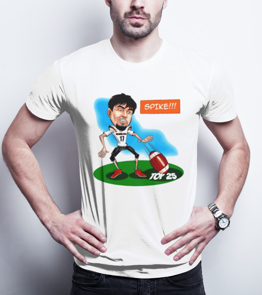 Drew Mestemaker Oklahoma State Football Spike Top 25 Player Caricature T-Shirt