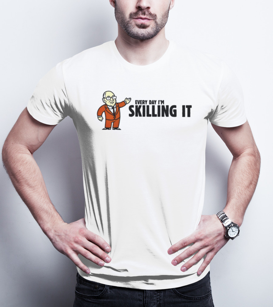 Every Day I'm Skilling It Funny Boss Cartoon In Orange Suit T-Shirt