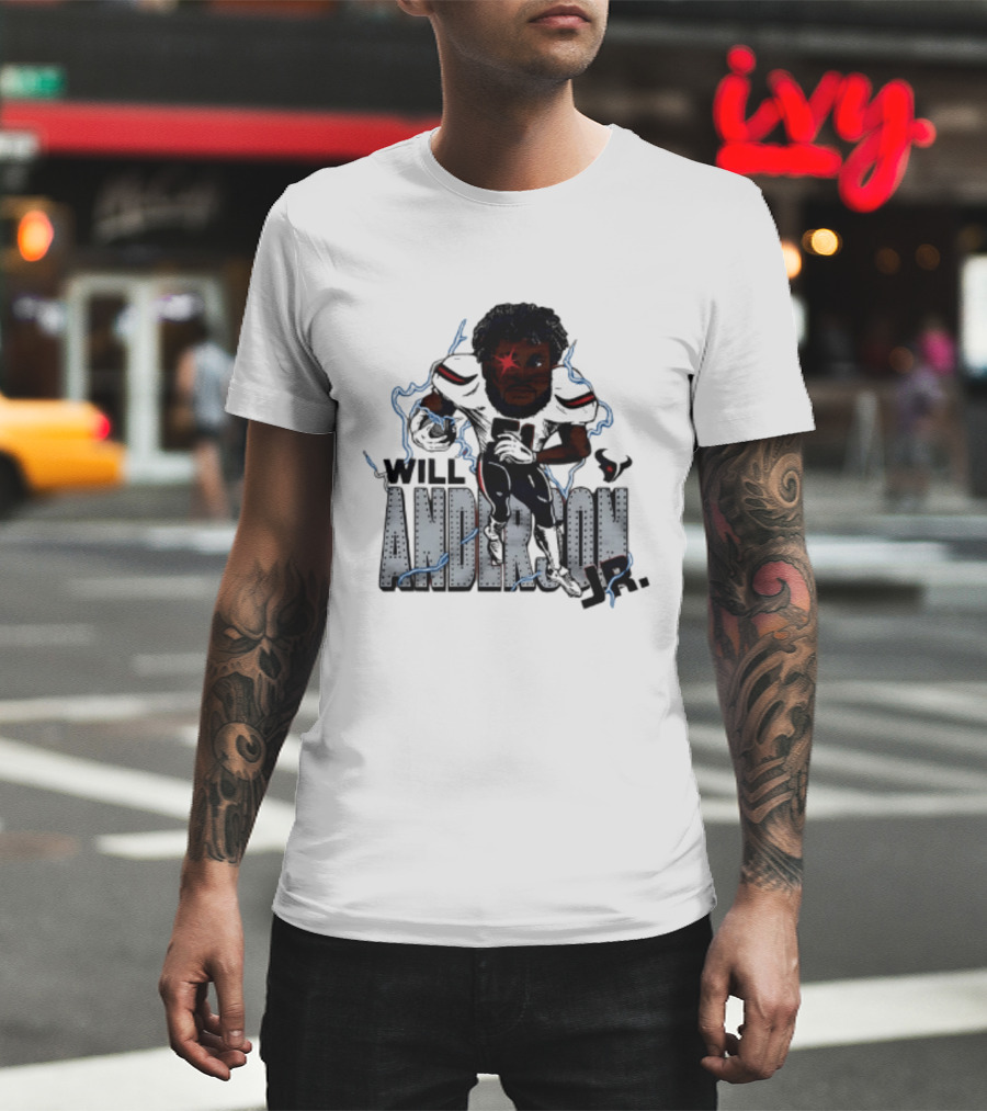 Houston Texans Will Anderson Jr Lightning Caricature Player T-Shirt