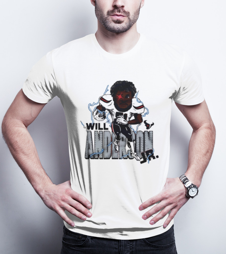 Houston Texans Will Anderson Jr Lightning Caricature Player T-Shirt