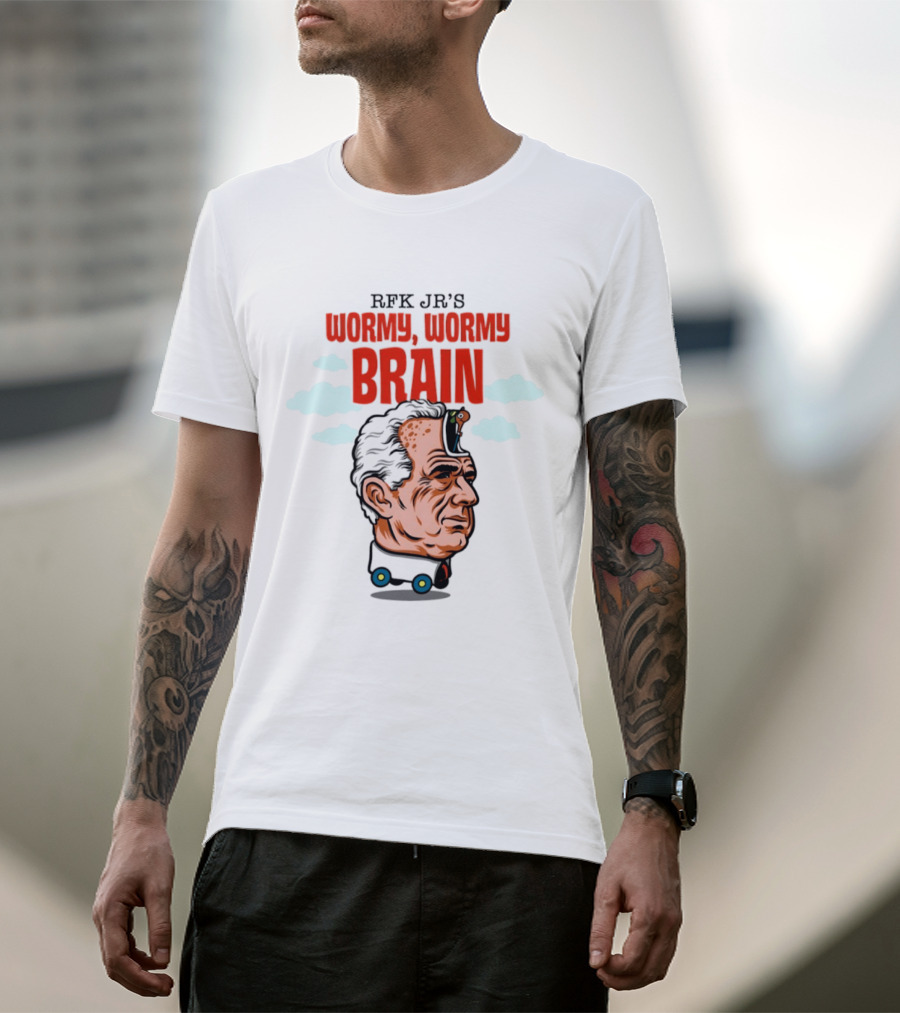 RFK Jr's Wormy Wormy Brain Robert F Kennedy Jr Clouds Cartoon T-Shirt