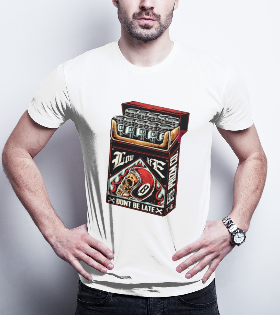 Low Life Prizm Co Don't Be Late Skull Helmet Pistons Pack T-Shirt