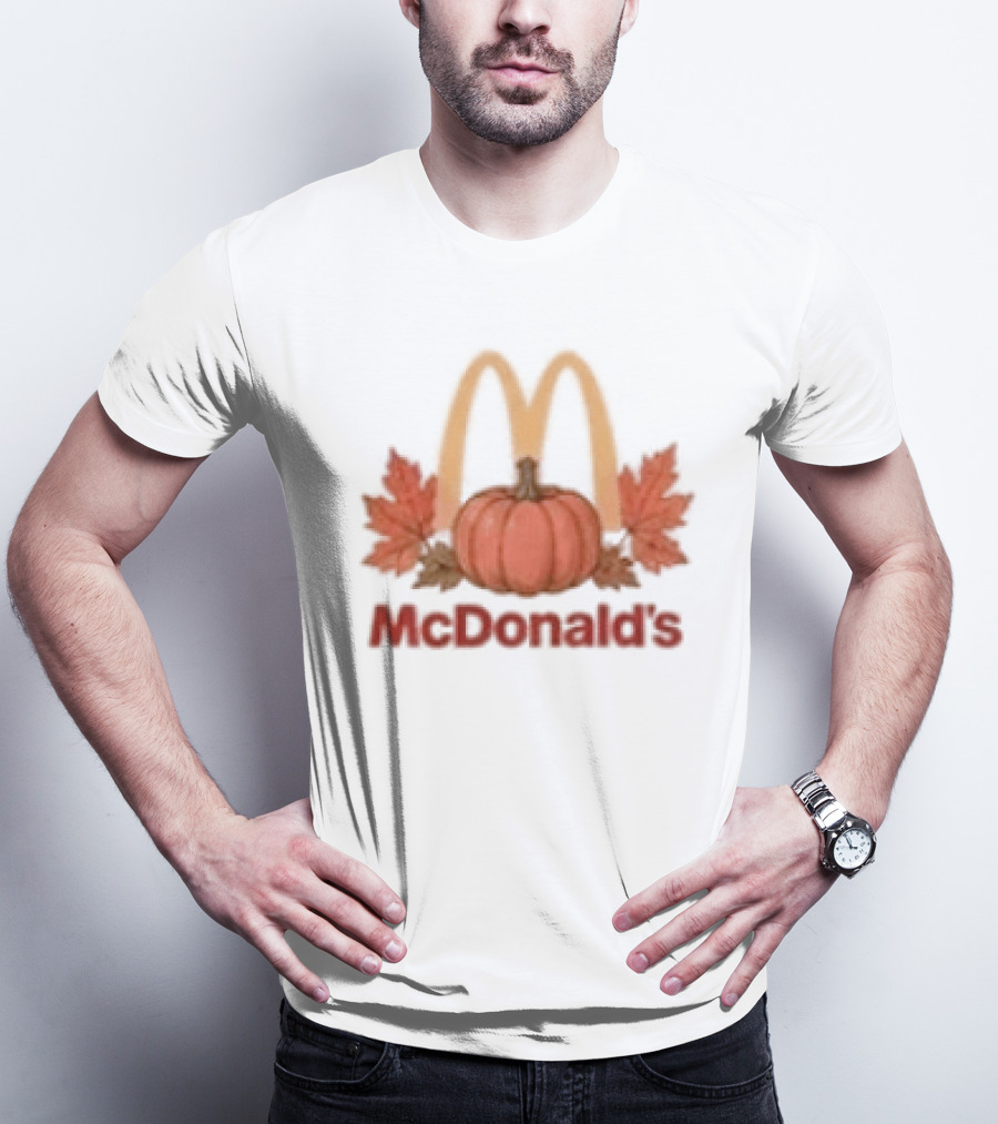 McDonald's Autumn Pumpkin Leaves Thankful Blessed Lovin It T-Shirt