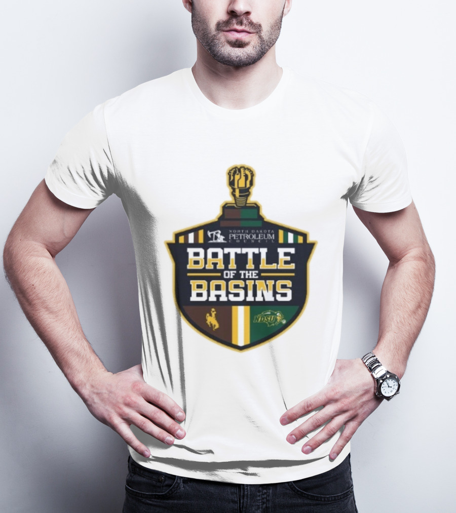 North Dakota Petroleum Council Battle Of The Basins Wyoming Cowboys Vs North Dakota State Bison T-Shirt