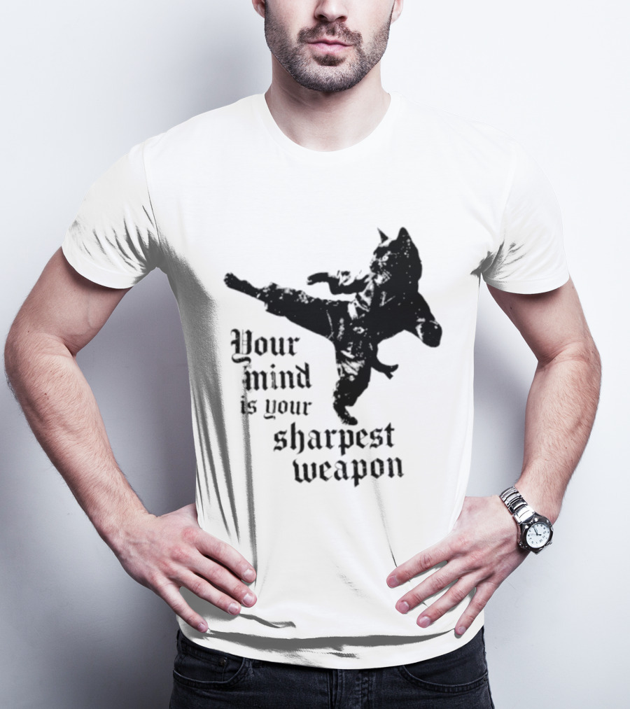 Your Mind Is Your Sharpest Weapon Karate Cat T-Shirt