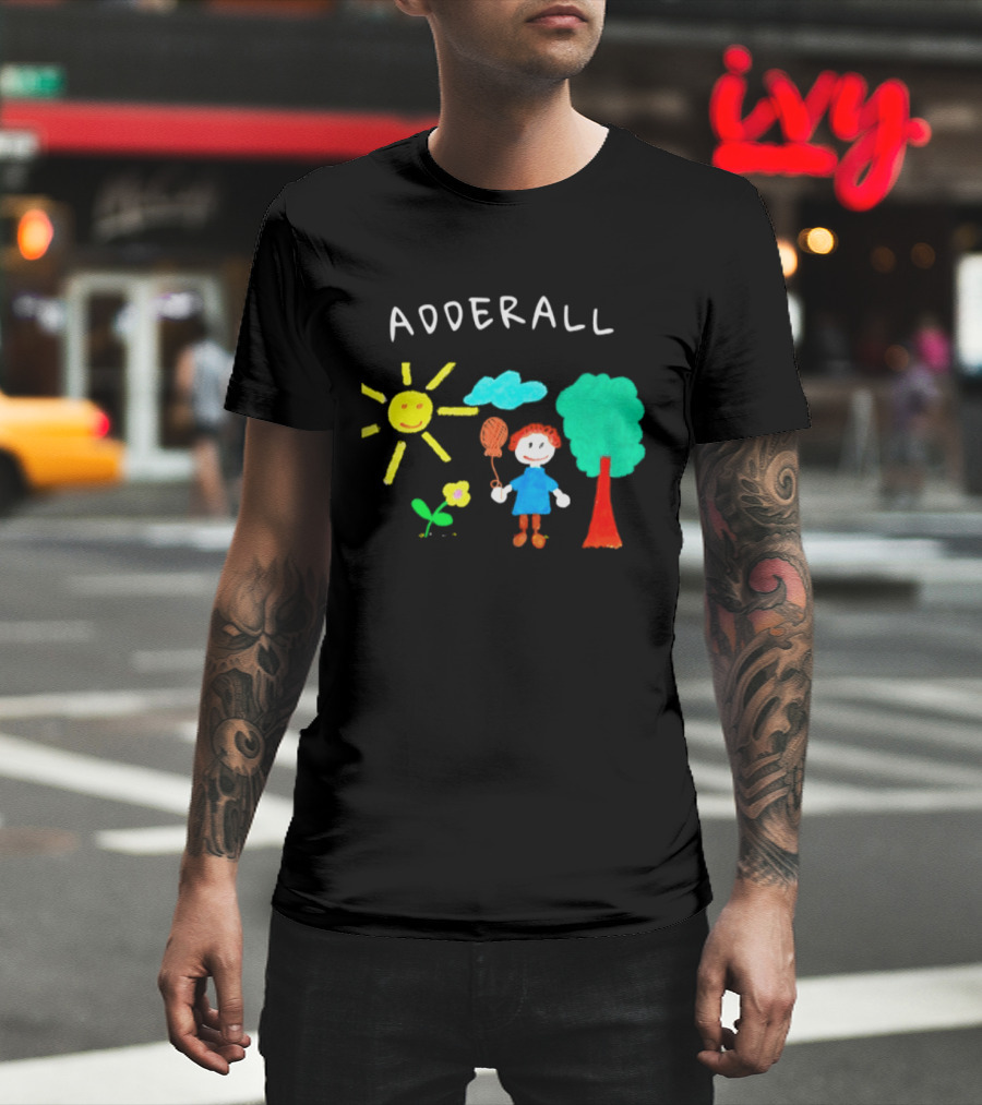 Childhood ADHD Awareness Adderall Child Drawing With Sun And Tree T-Shirt