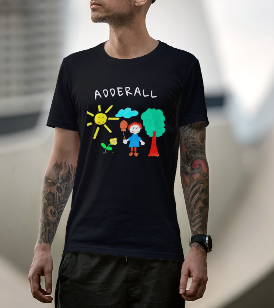 Childhood ADHD Awareness Adderall Child Drawing With Sun And Tree T-Shirt