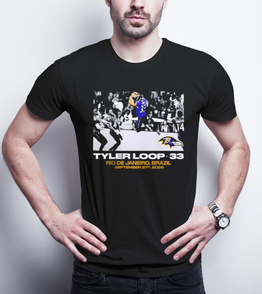 Baltimore Ravens Tyler Loop 33 Rio De Janeiro Brazil September 25 2023 T-Shirt