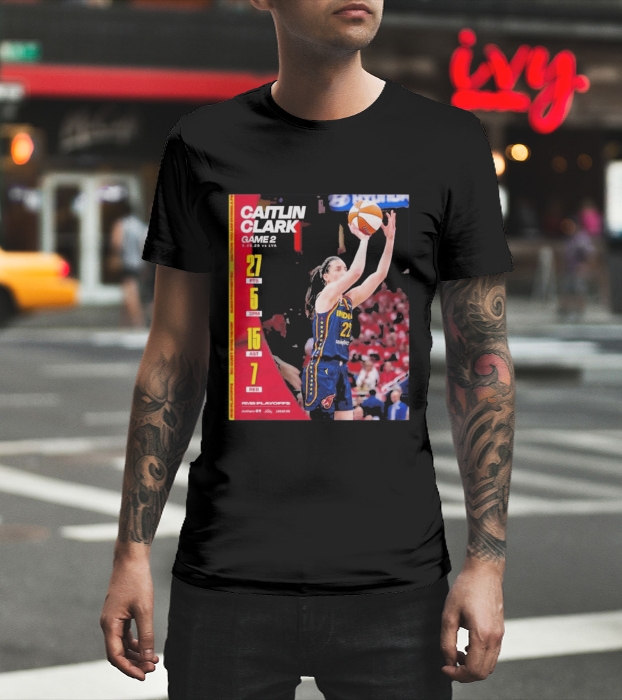 Caitlin Clark Game 2 Stats 9.02.26 Vs LVA 27 PTS 5 3PM 15 AST 7 REB T-Shirt