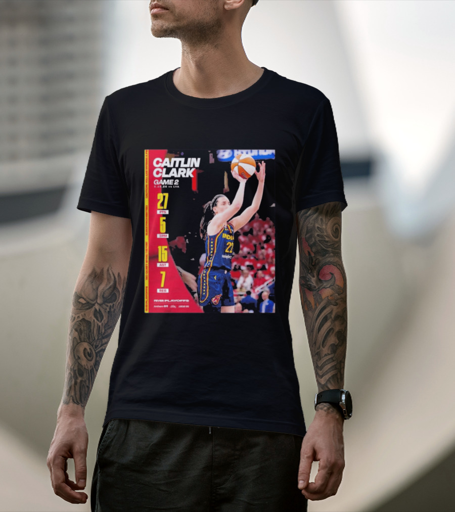 Caitlin Clark Game 2 Stats 9.02.26 Vs LVA 27 PTS 5 3PM 15 AST 7 REB T-Shirt