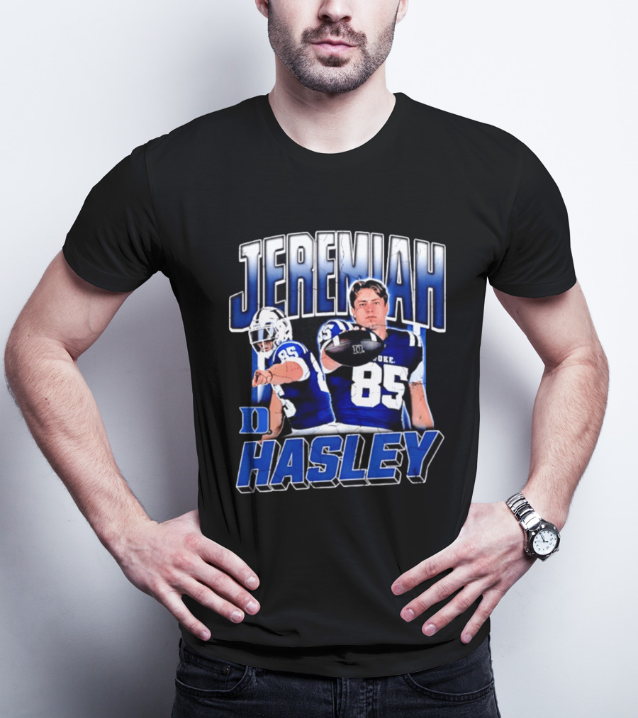 Jeremiah Hasley Duke Blue Devils Football 85 Player 90s Bootleg T-Shirt