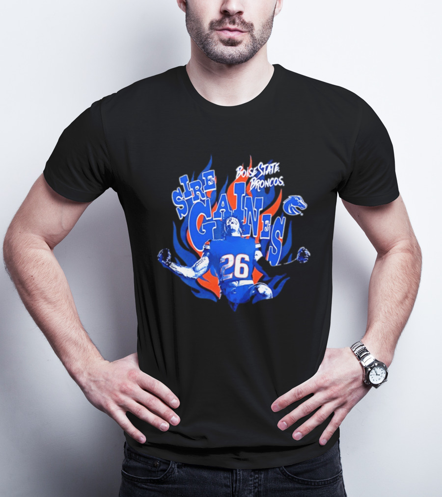 Boise State Broncos Sire Gaines NCAA Football 26 Flame T-Shirt