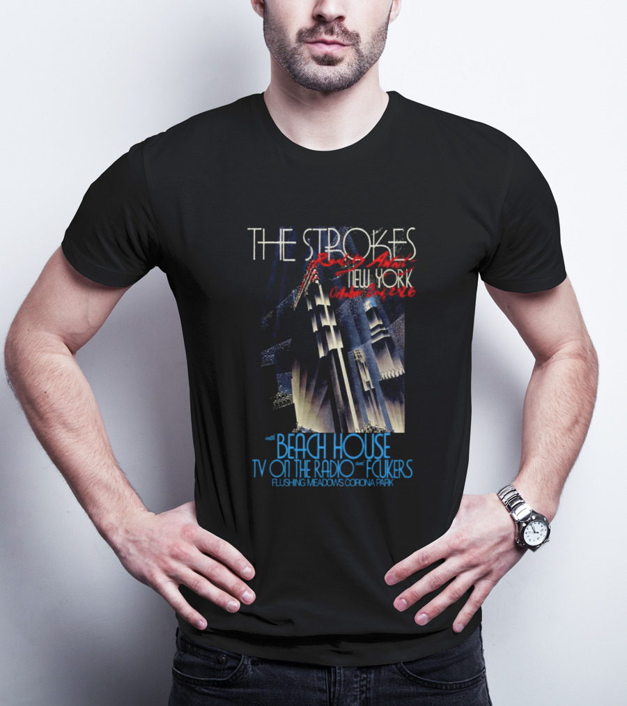 The Strokes October 2 2026 Flushing Meadows Corona Park Queens NY Beach House TV On The Radio Folkers T-Shirt