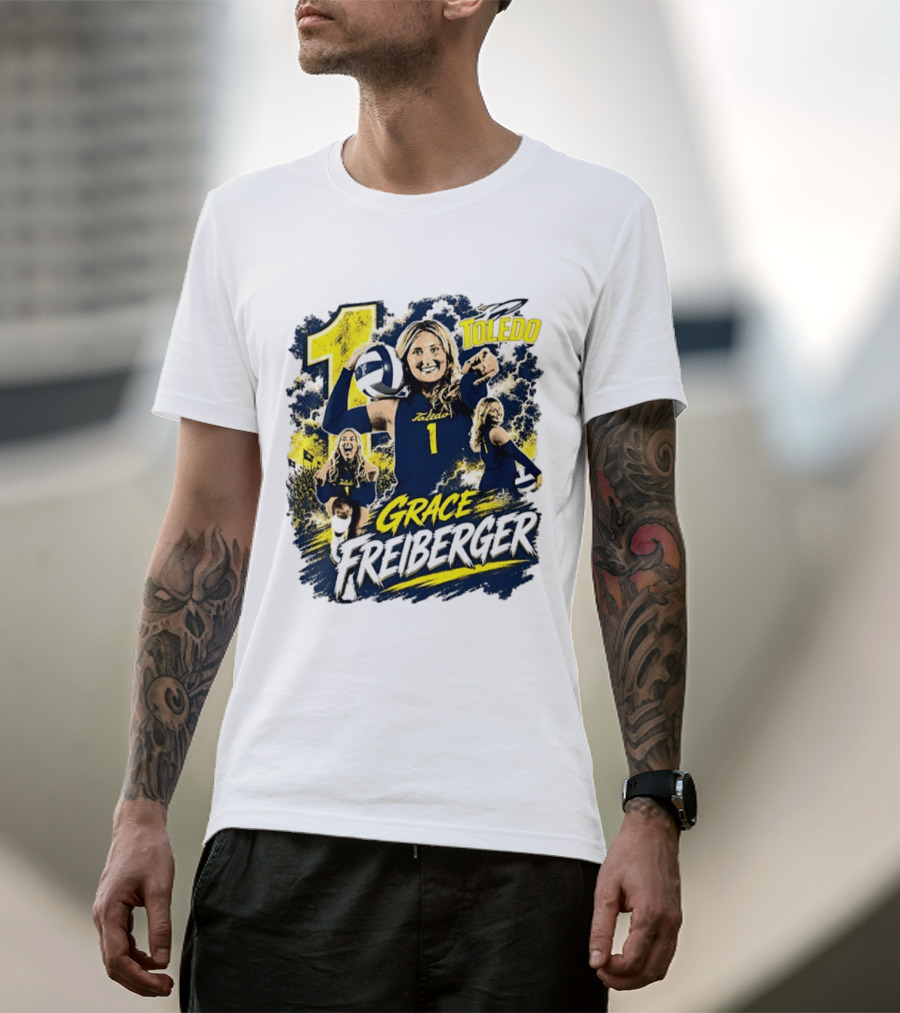 Grace Freiberger Toledo Rockets Volleyball NCAA Number 1 T-Shirt
