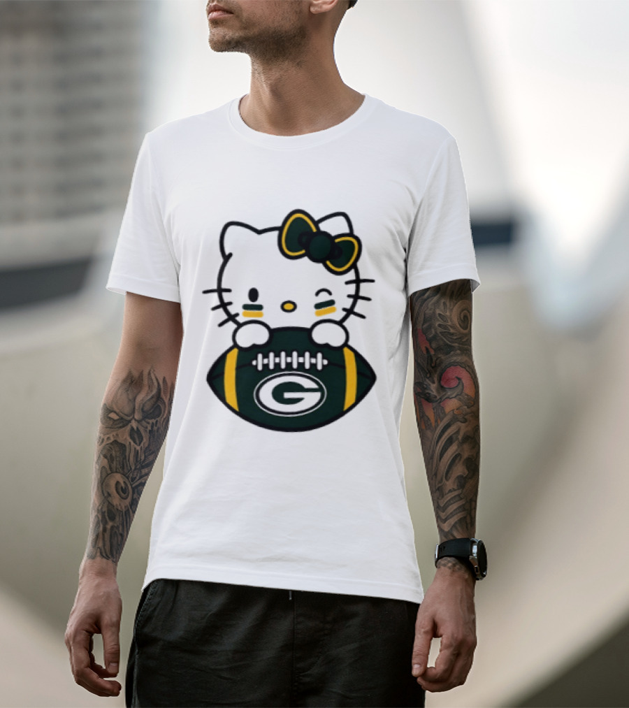 Green Bay Packers Hello Kitty Collaboration 2026 Football Season T-Shirt