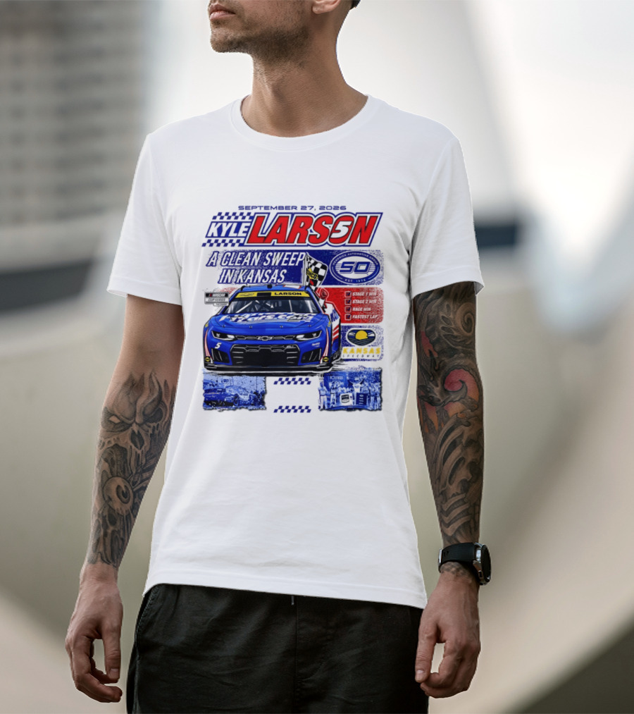 Kyle Larson A Clean Sweep In Kansas September 17 2026 T-Shirt