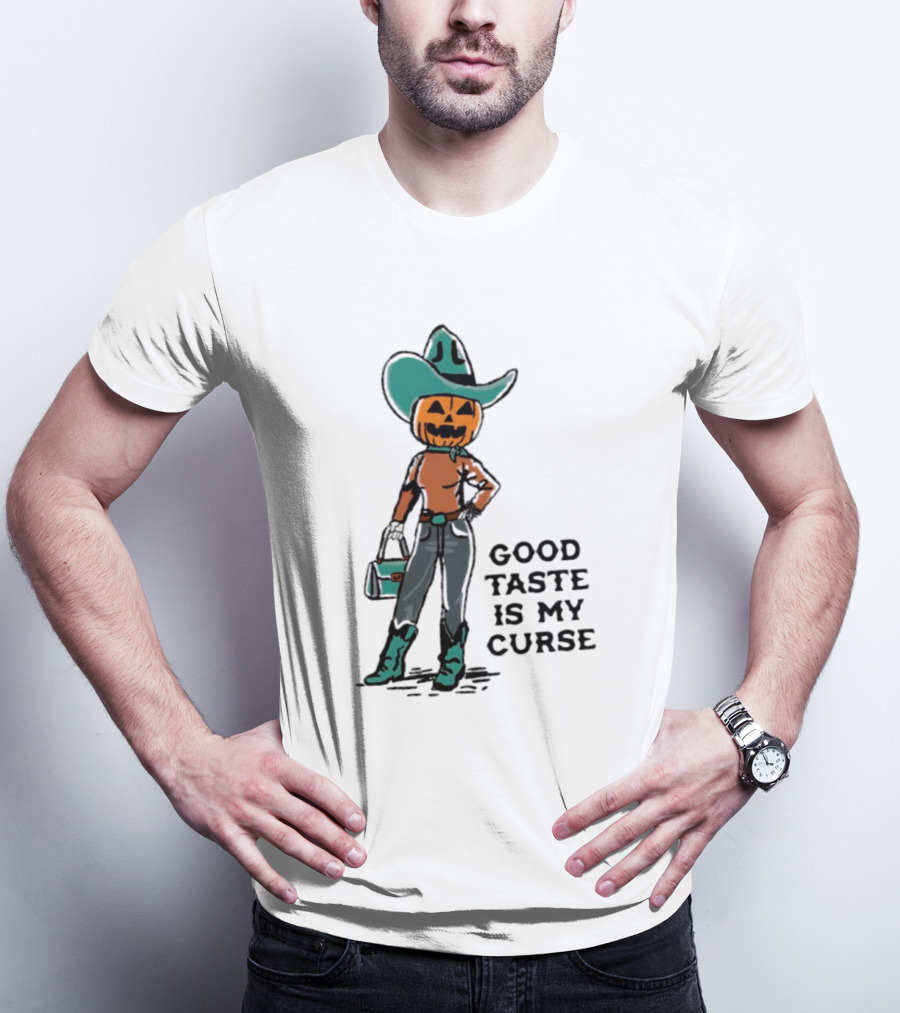 Pumpkin Cowboy Good Taste Is My Curse Halloween Outfit T-Shirt