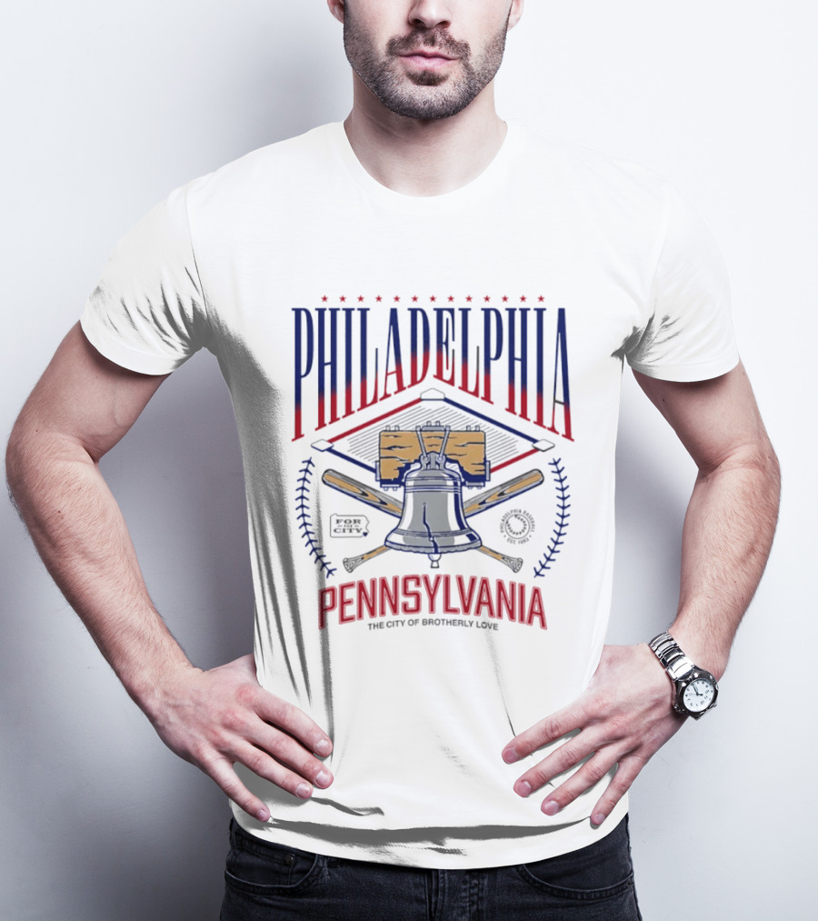 Philadelphia Pennsylvania City Of Brotherly Love Liberty Bell And Baseball T-Shirt