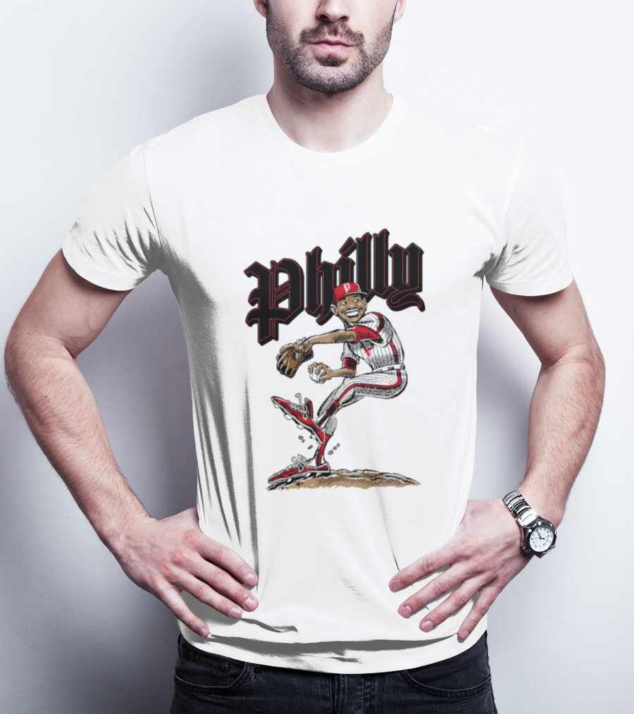 Philly Baseball Player Caricature T-Shirt