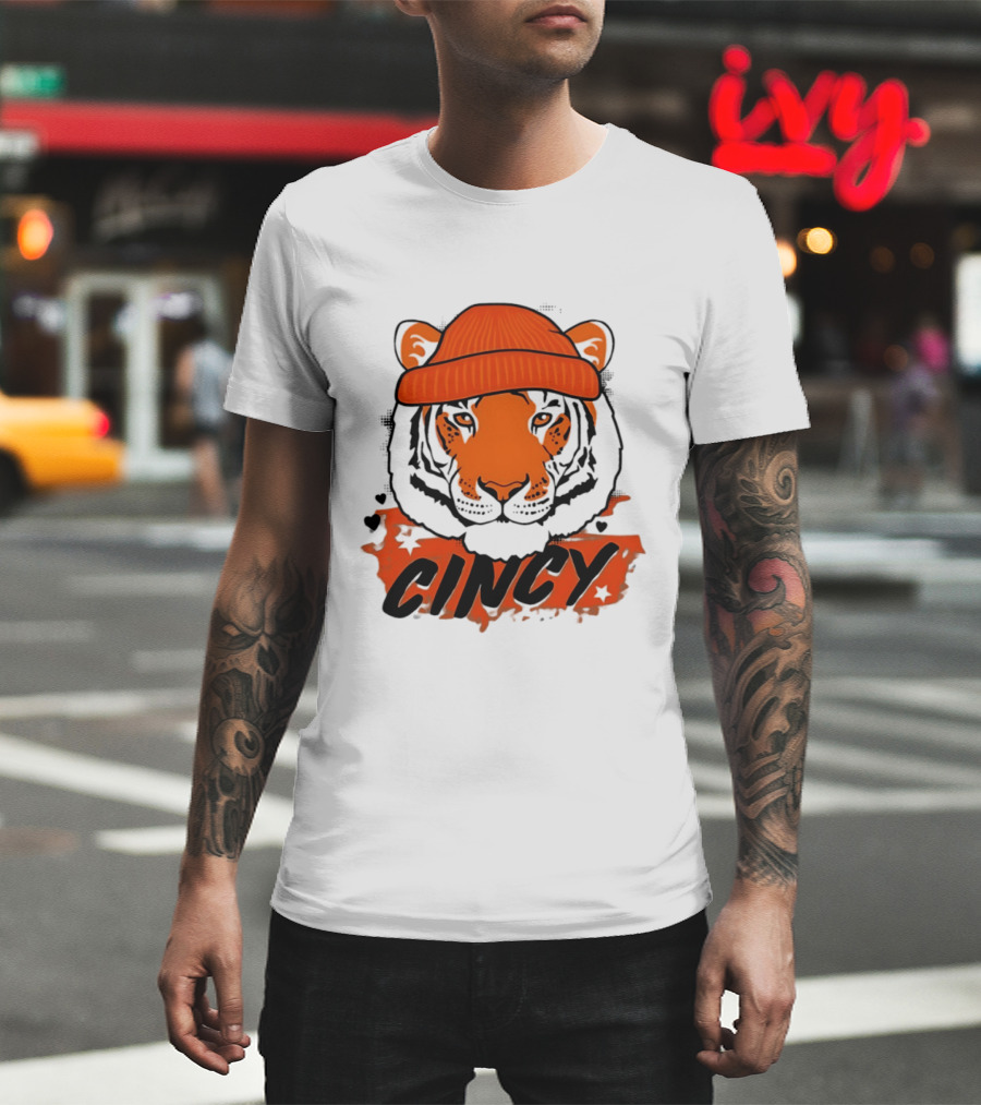 Cincy Tiger Beanie Cincinnati Bengals Football T-Shirt