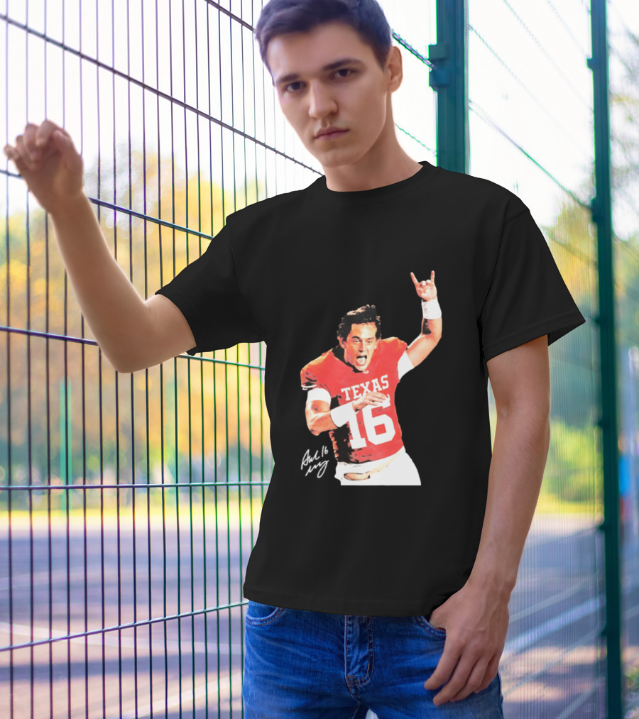 Arch Manning Texas Longhorns 16 Rock Hand Gesture T-Shirt