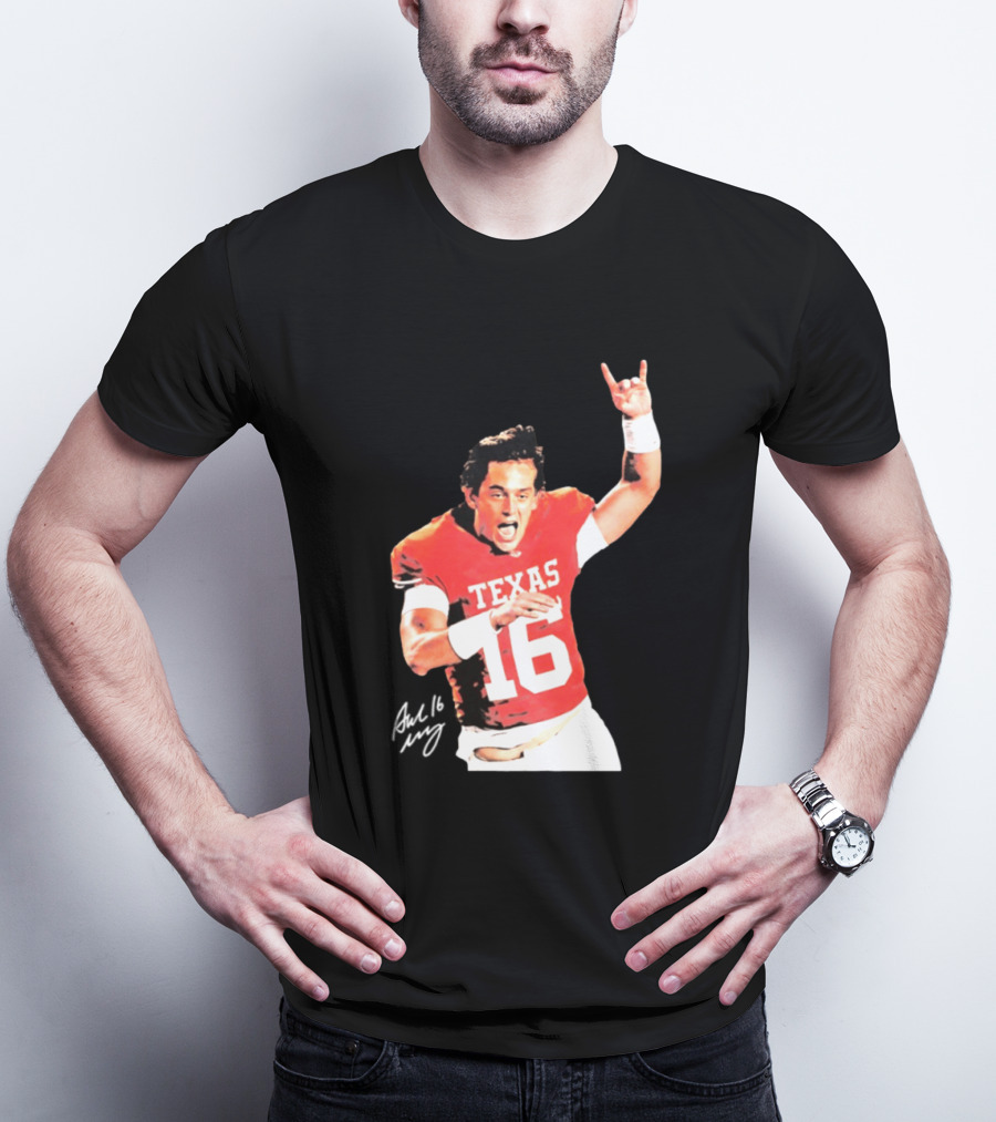 Arch Manning Texas Longhorns 16 Rock Hand Gesture T-Shirt