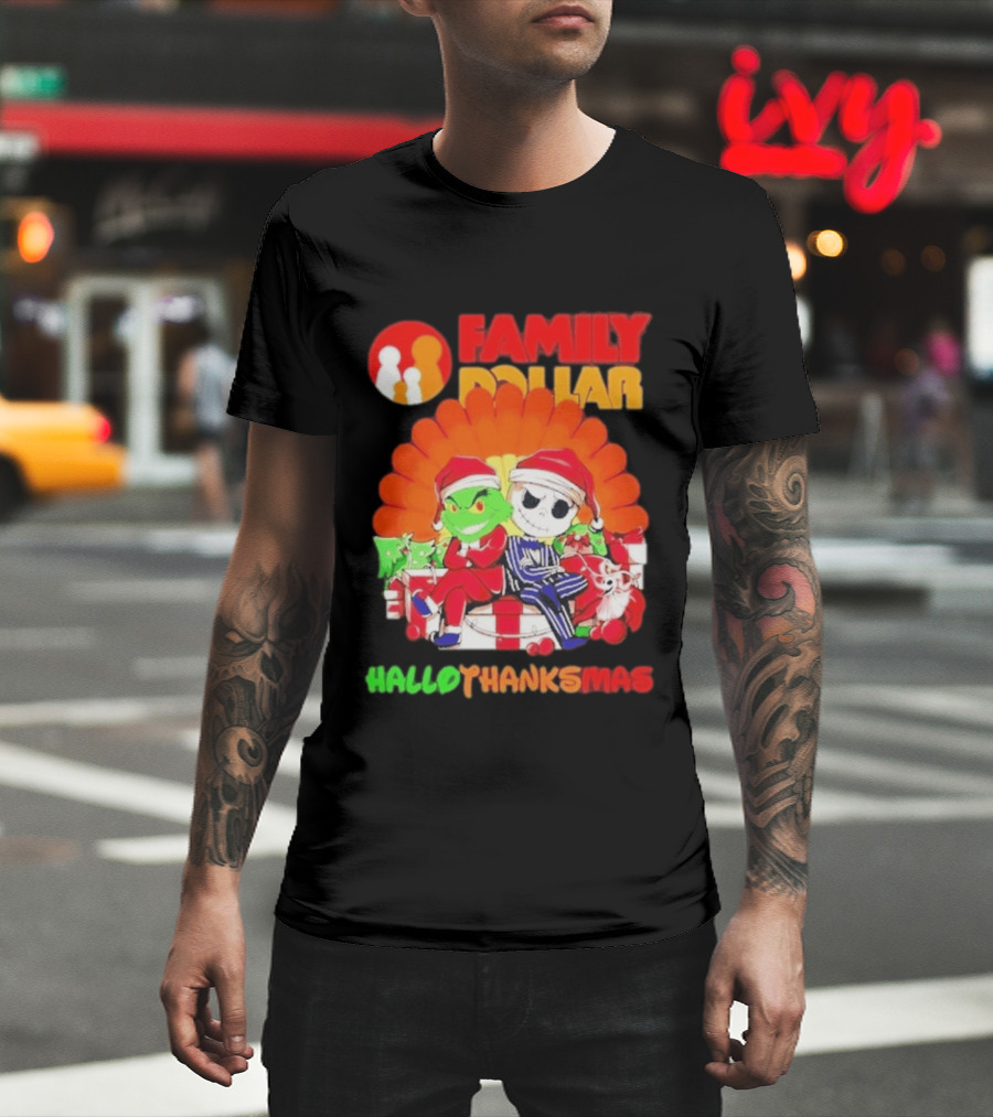 Family Dollar Grinch Jack Skellington Hallothanksmas 2026 T-Shirt