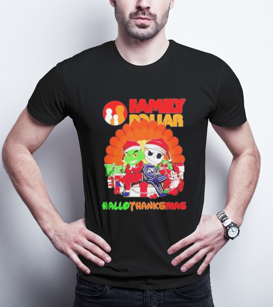 Family Dollar Grinch Jack Skellington Hallothanksmas 2026 T-Shirt