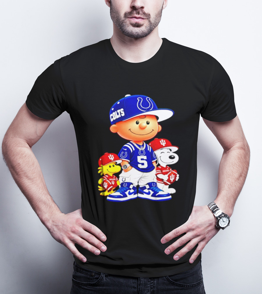 Charlie Brown And Snoopy Indianapolis Colts Indiana Hoosiers Football Team Merchandise T-Shirt
