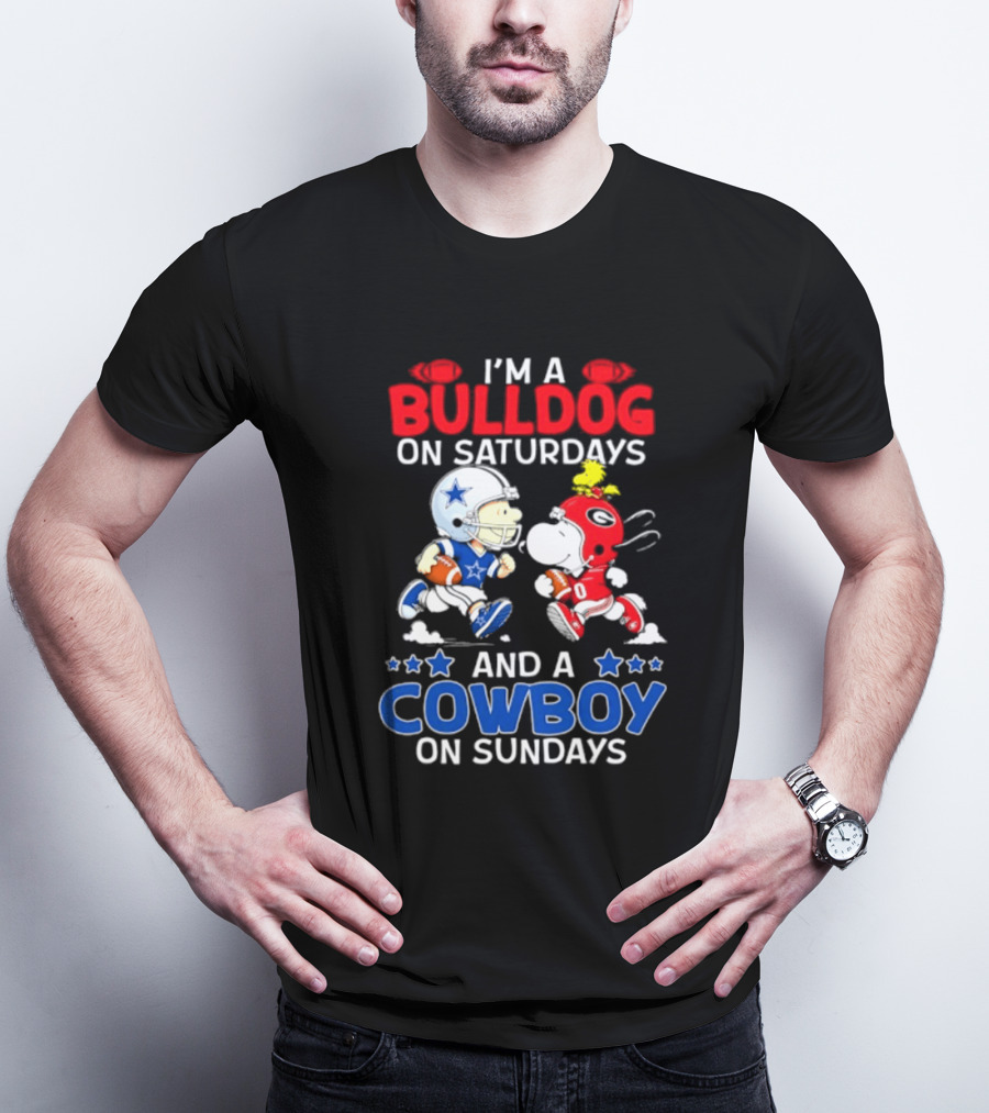 I'm A Bulldog On Saturdays And A Cowboy On Sundays Football Peanuts Sports T-Shirt