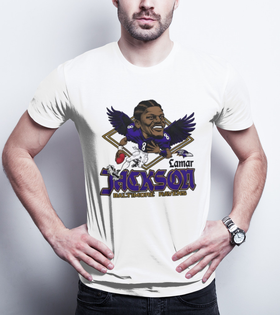 Lamar Jackson Baltimore Ravens Caricature T-Shirt