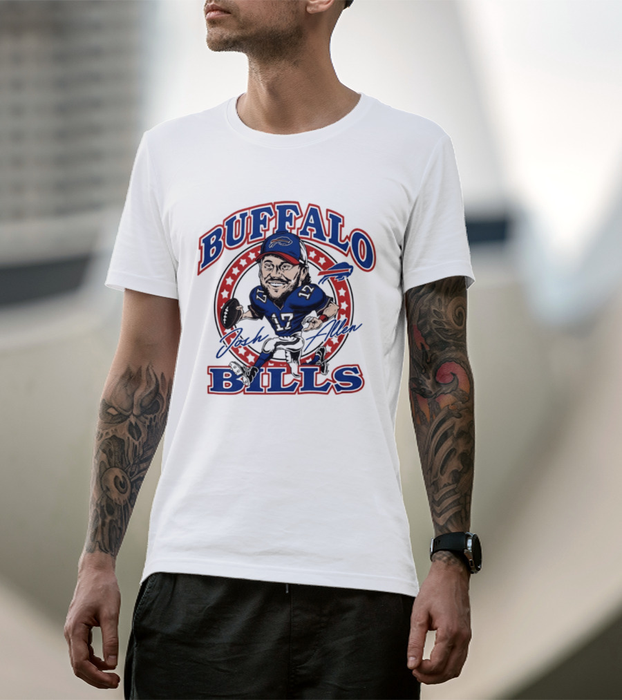 Buffalo Bills Josh Allen Caricature Player Signature 17 T-Shirt