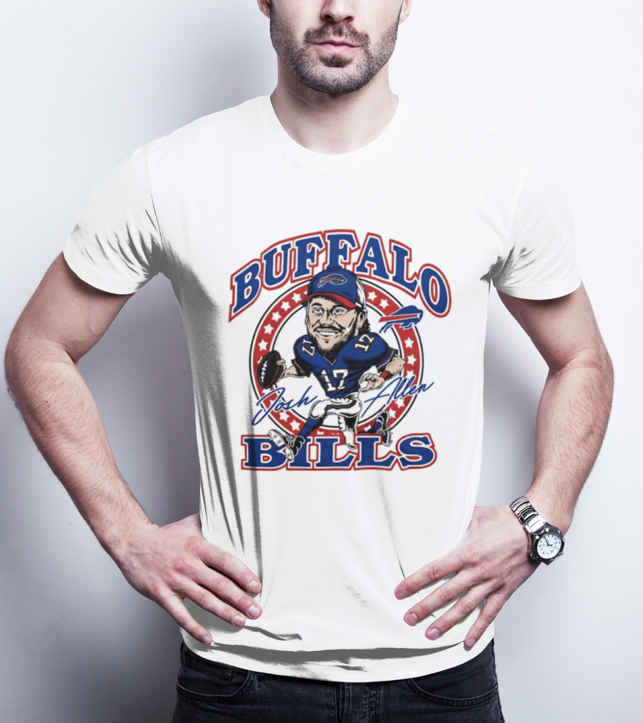 Buffalo Bills Josh Allen Caricature Player Signature 17 T-Shirt