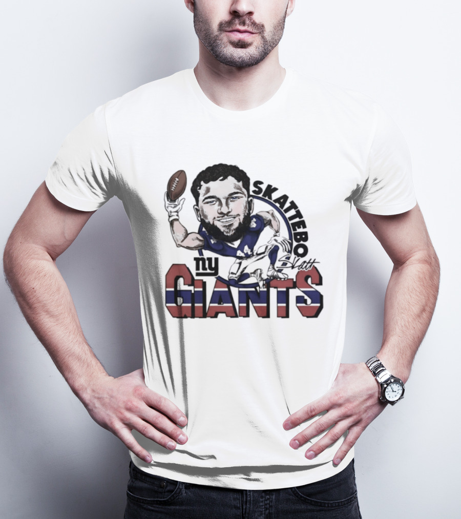 Skattebo New York Giants Football Caricature Player T-Shirt