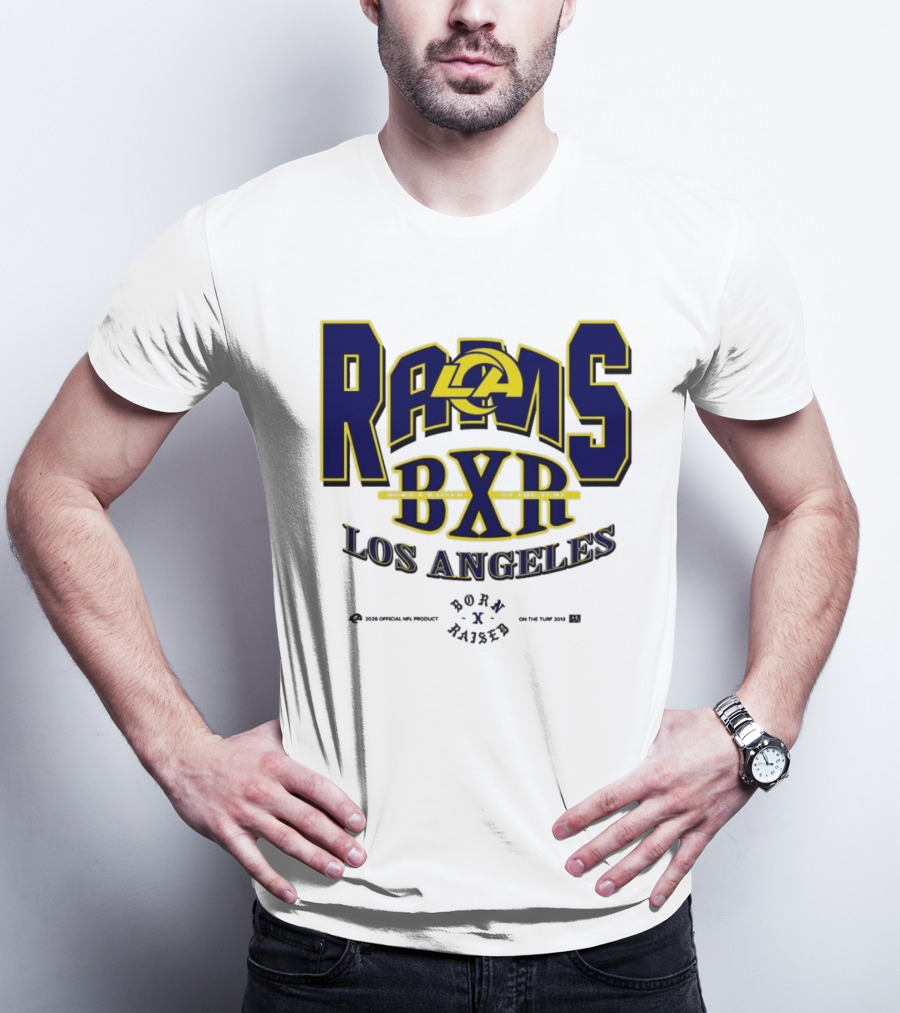 Los Angeles Rams BXR Born X Raised On The Turf 2026 Product White T-Shirt