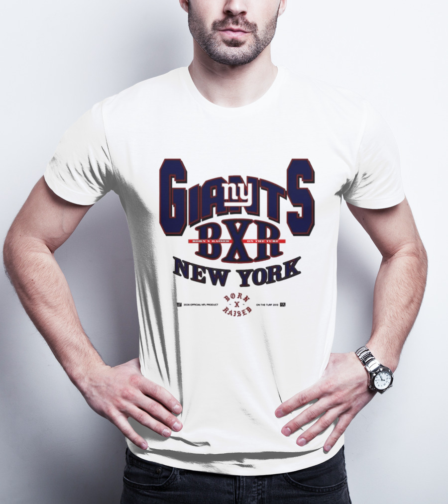 New York Giants BXR Born X Raised On The Turf Football T-Shirt