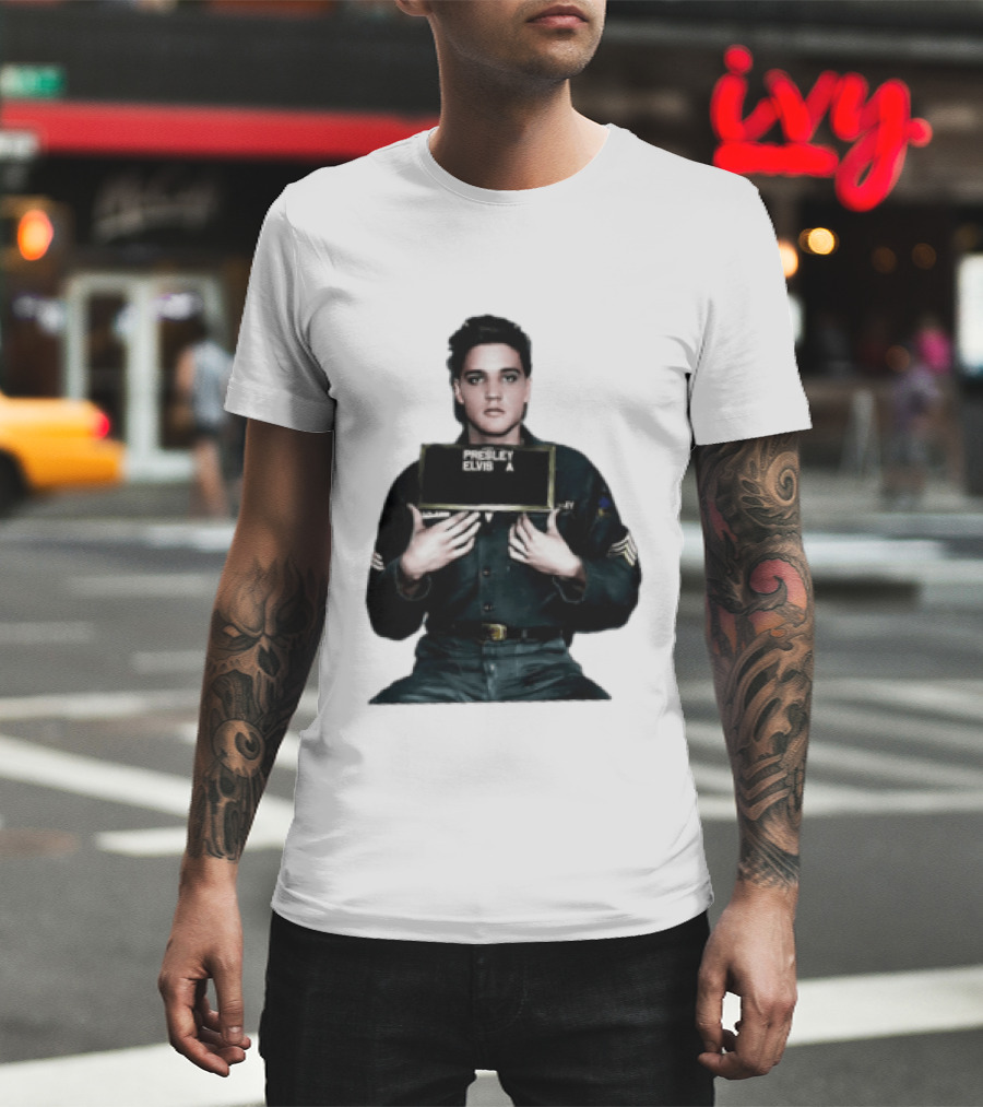 Elvis Presley Army Shot King Of Rock And Roll Iconic Military T-Shirt