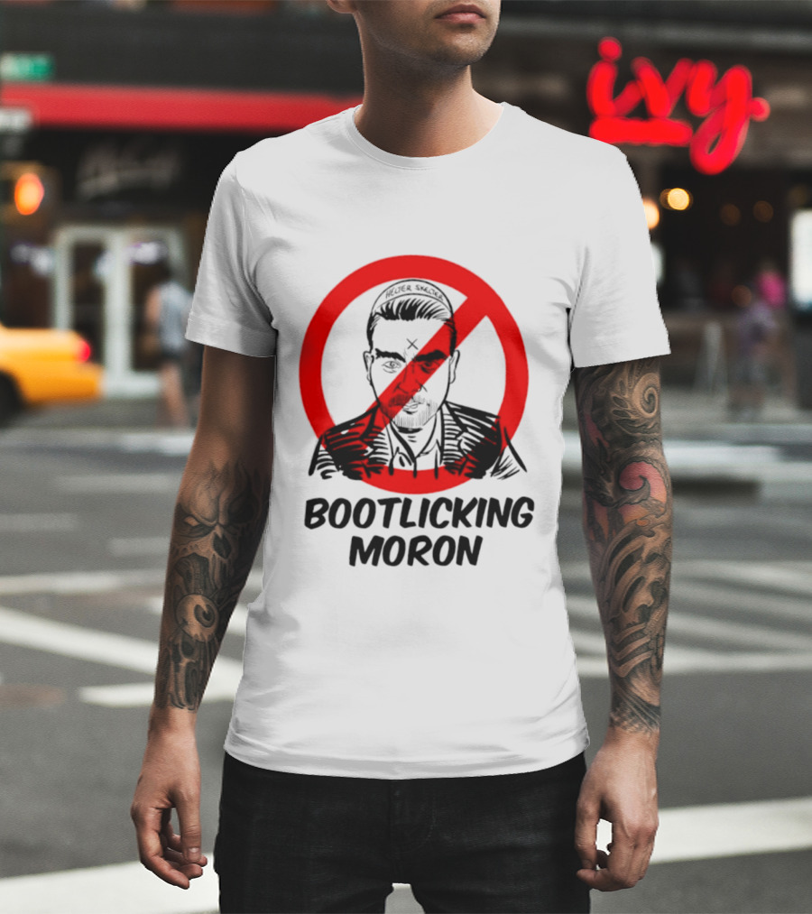 Helter Skelter Bootlicking Moron Red Circle Crossed Out Brian Walsby T-Shirt