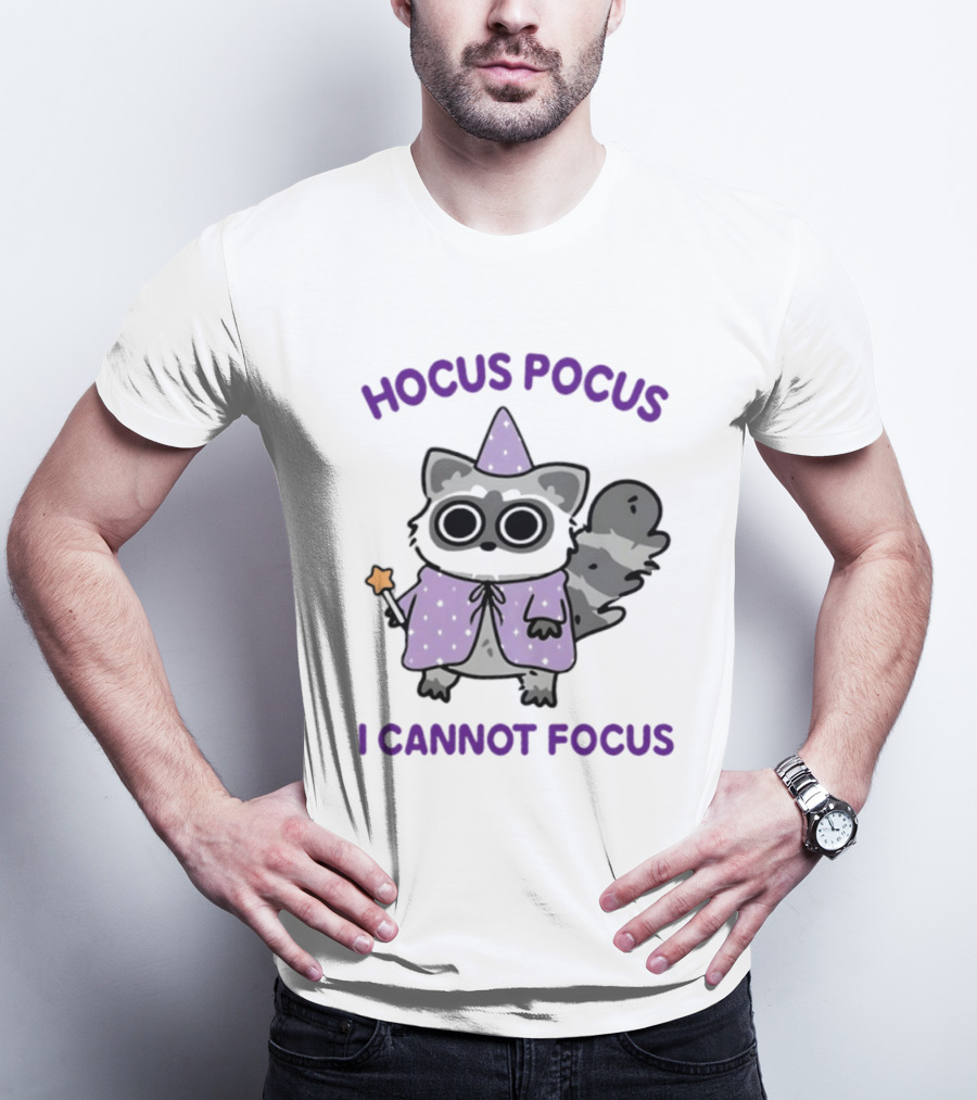 Hocus Pocus I Cannot Focus Raccoon Wizard Magic Costume T-Shirt
