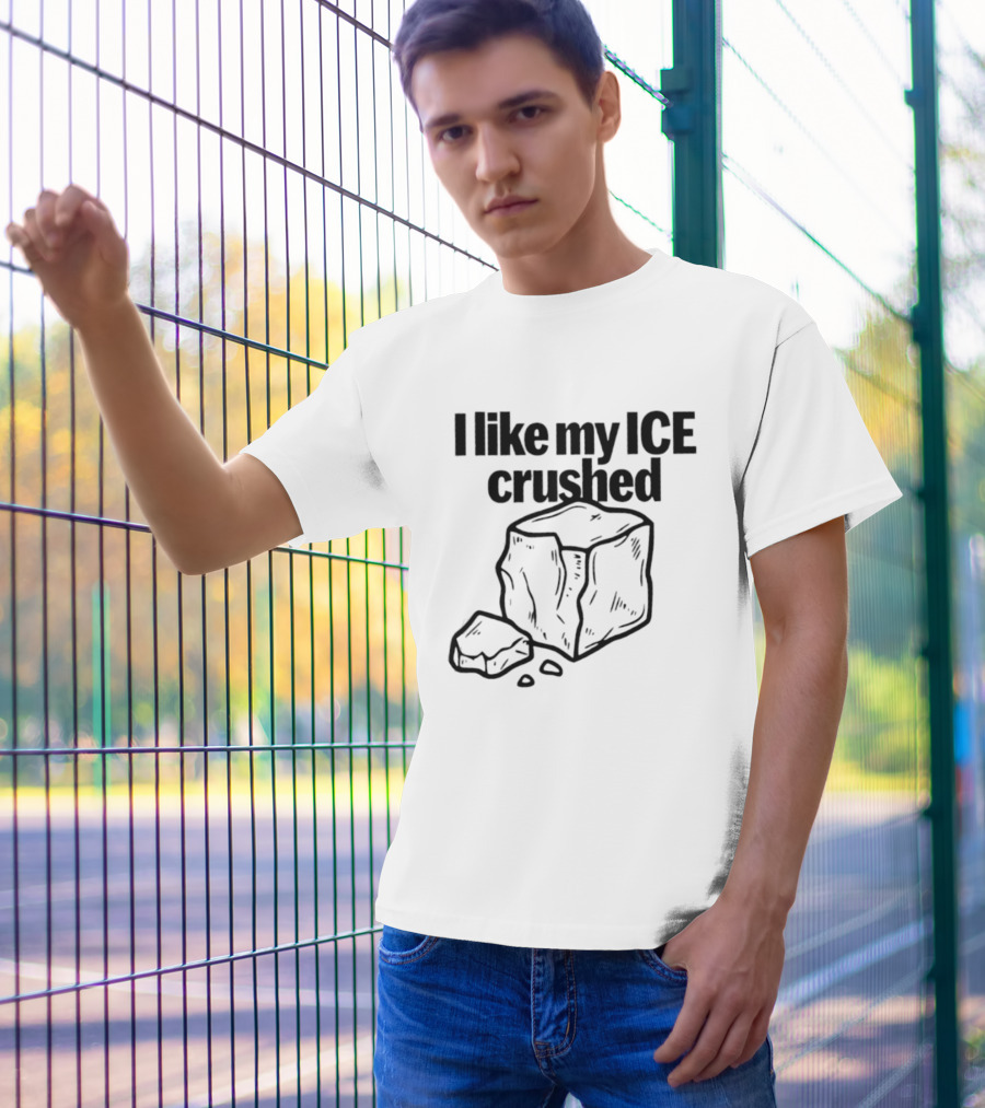 I Like My Ice Crushed Funny Cool Pun Graphic Block Drawing T-Shirt