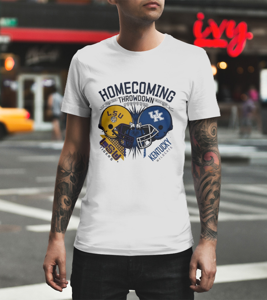 LSU Tigers Vs Kentucky Wildcats Football Homecoming Throwdown October 10 2026 Helmet Clash T-Shirt