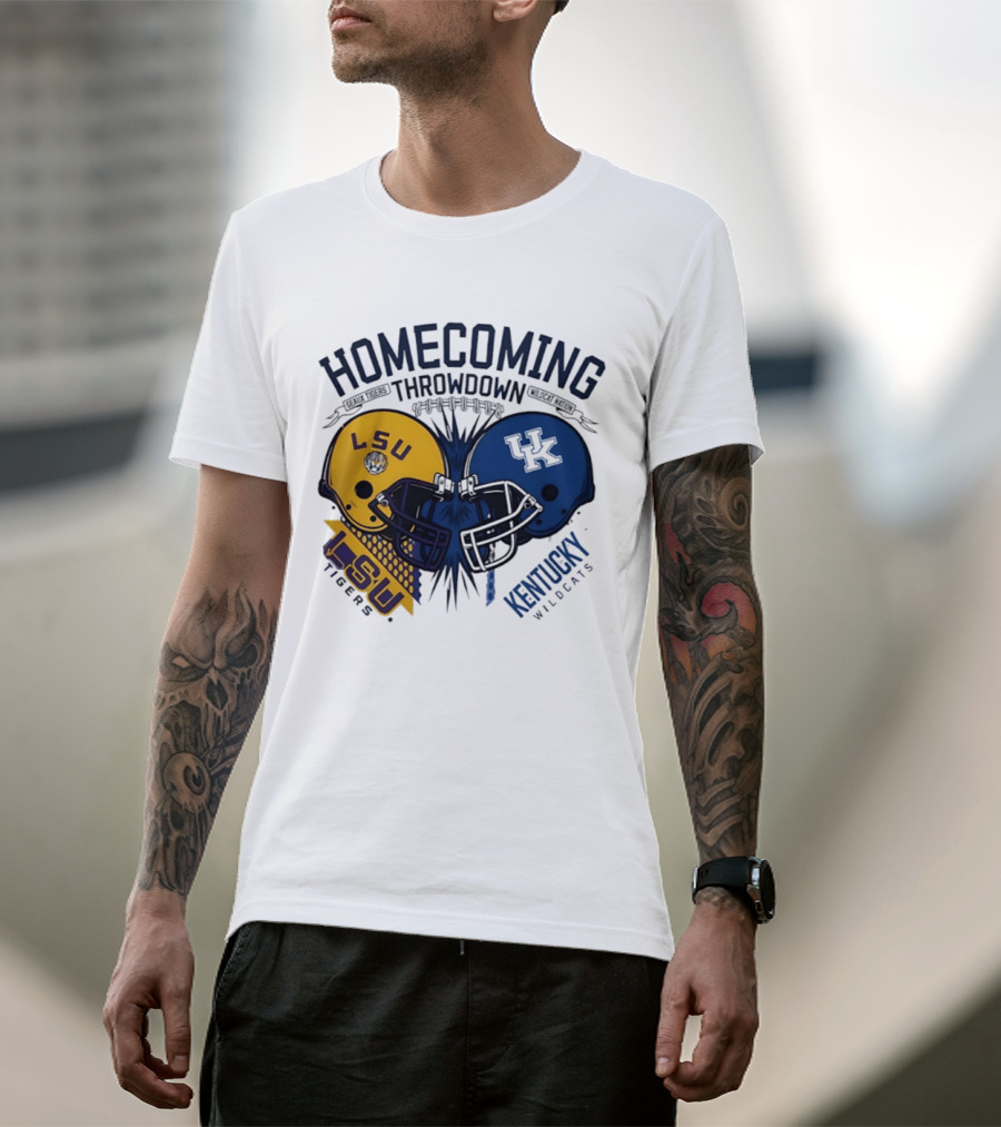 LSU Tigers Vs Kentucky Wildcats Football Homecoming Throwdown October 10 2026 Helmet Clash T-Shirt