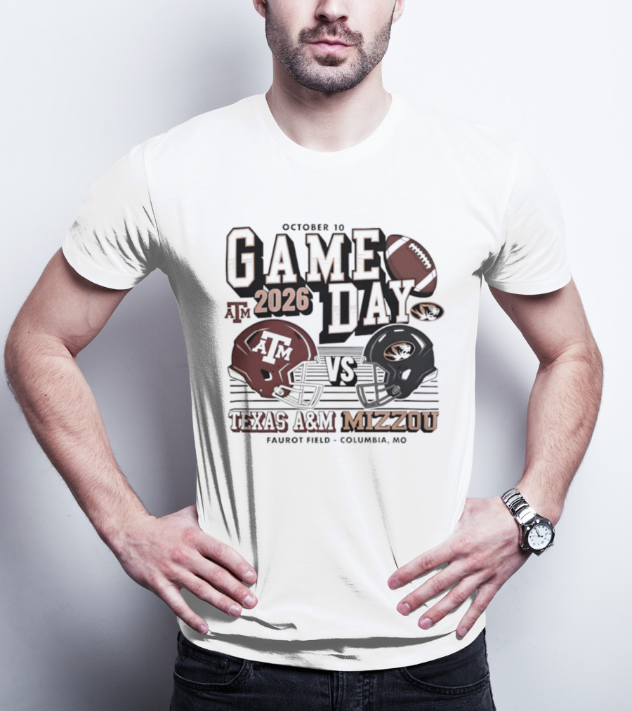 October 10 2026 Gameday Texas A&M Vs Mizzou Football Helmets Columbia MO T-Shirt