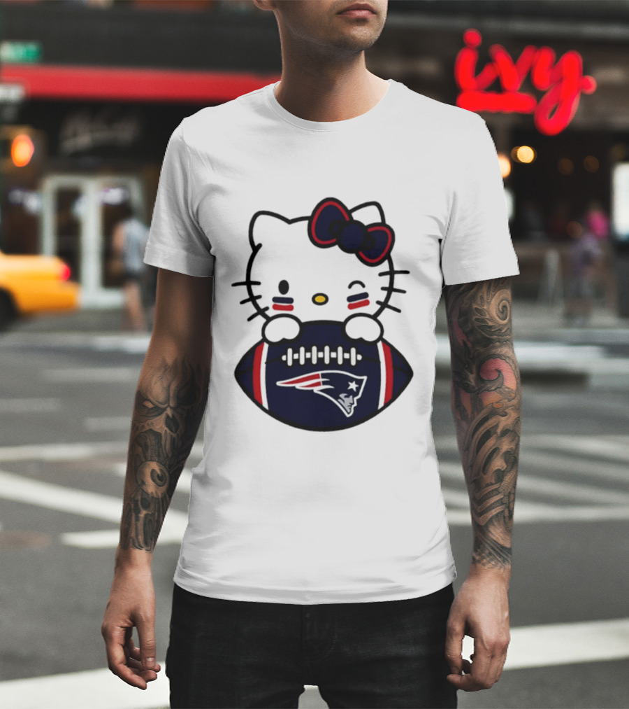 New England Patriots Hello Kitty Collaboration 2026 Football Season T-Shirt
