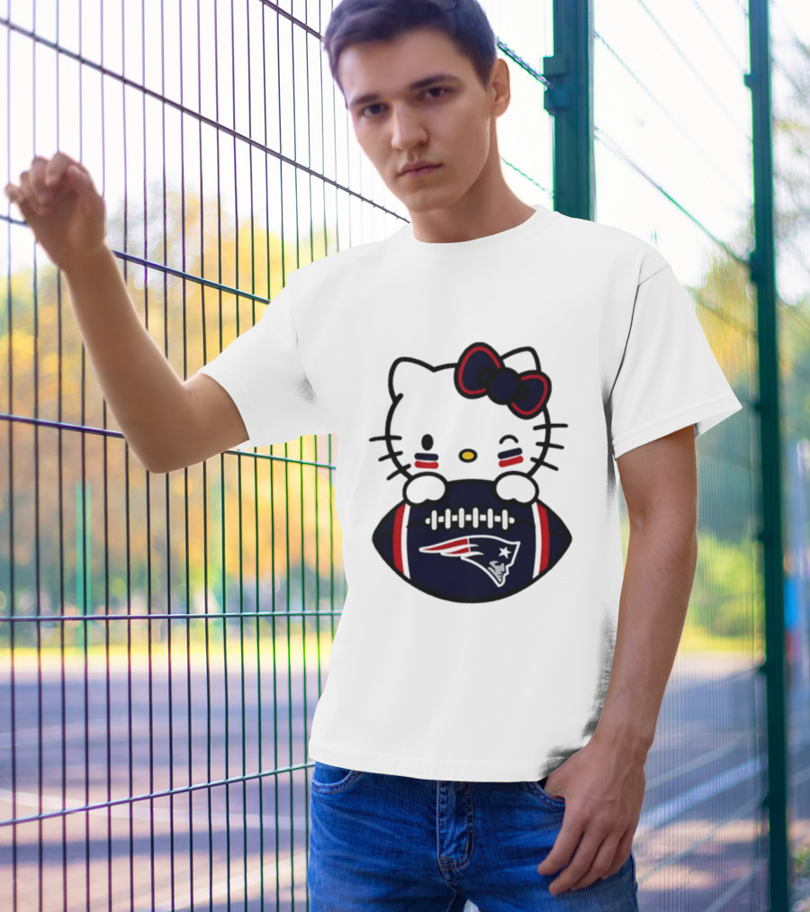 New England Patriots Hello Kitty Collaboration 2026 Football Season T-Shirt