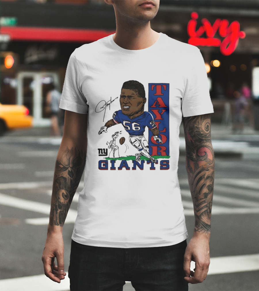 New York Giants Lawrence Taylor 56 Caricature Player T-Shirt
