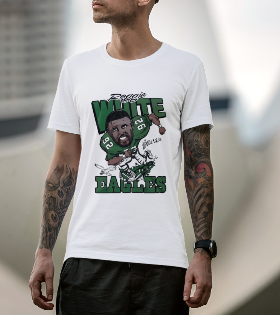 Philadelphia Eagles Reggie White 92 Player Caricature T-Shirt