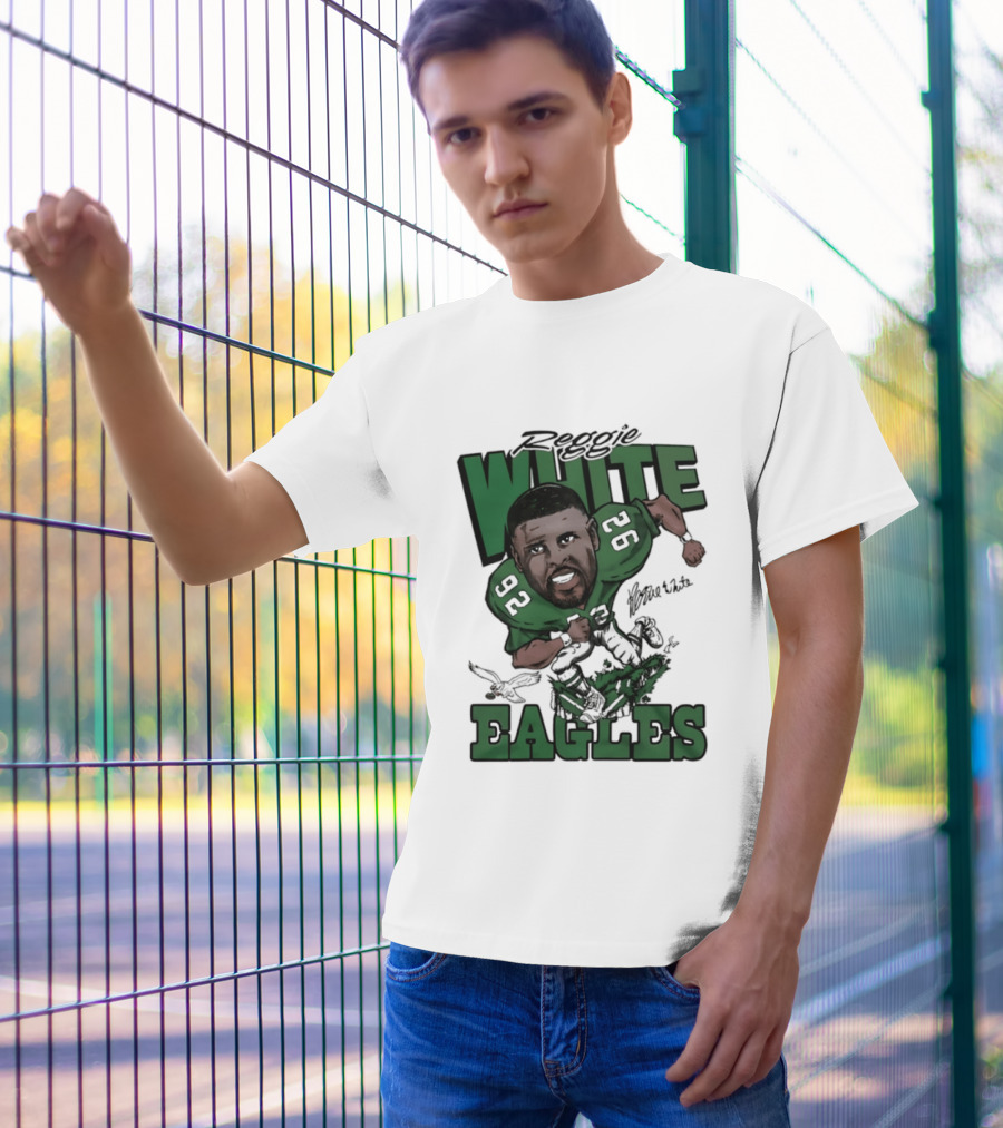 Philadelphia Eagles Reggie White 92 Player Caricature T-Shirt